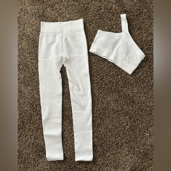 Pants & Jumpsuits | 2 Piece Ribbed One Shoulder Bra And Legging Set ...